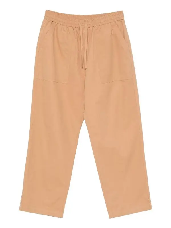 Maison Kitsuné Cotton Trousers With Embroidered Logo - Beige