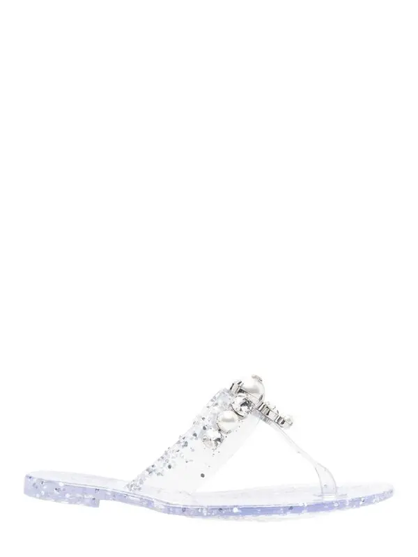 Casadei Embellished Thong Flat Sandals - Silver