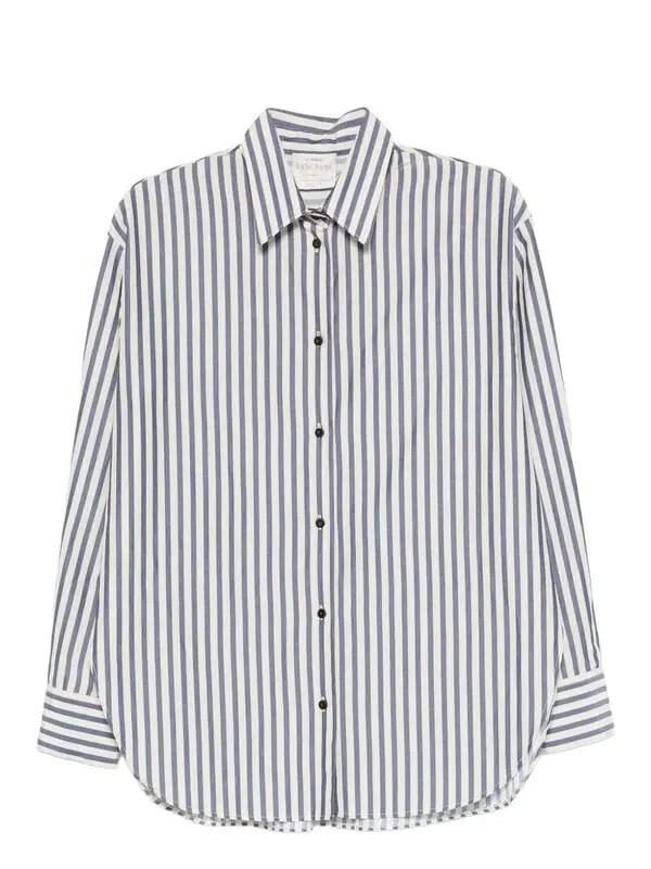 FORTE_FORTE Striped Cotton Blend Shirt With Classic Collar - Blue