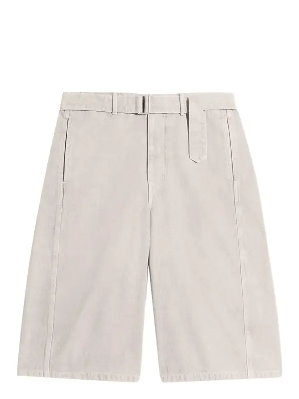 LEMAIRE Belted Denim Bermuda Shorts - Beige