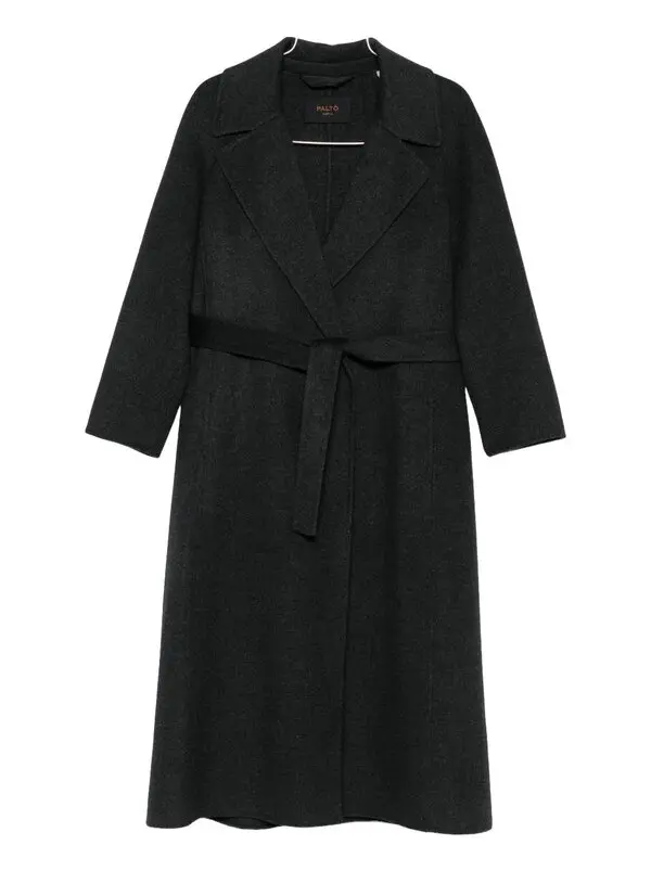 PALTO' Paola Wool Coat With Self-tie Belt And Notched Lapels - Grey