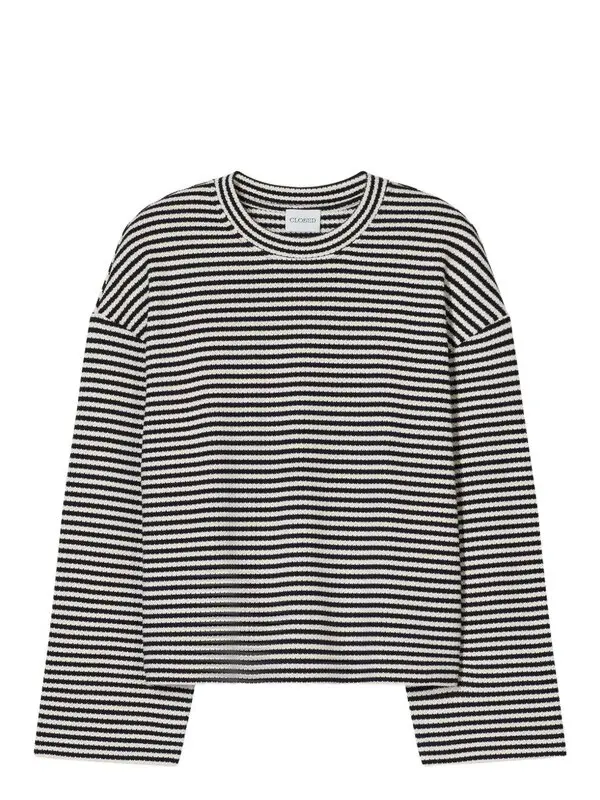 Closed Striped Long Sleeve T-shirt - Black