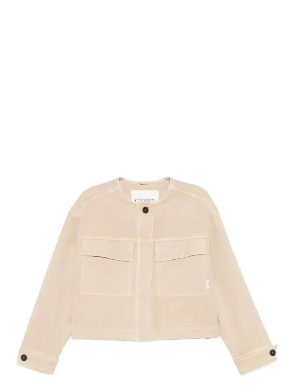 Closed Cropped Utility Jacket - Beige