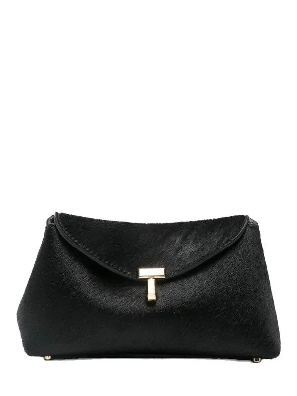 TOTEME Mini Leather Clutch With T-lock Closure - Black