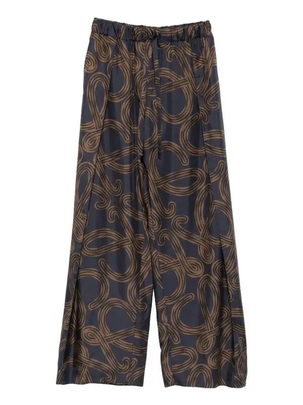 Loewe Printed Silk Trousers - Blue