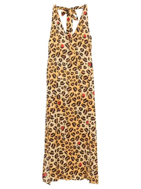 ALESSANDRO ENRIQUEZ Printed Long Dress - Beige