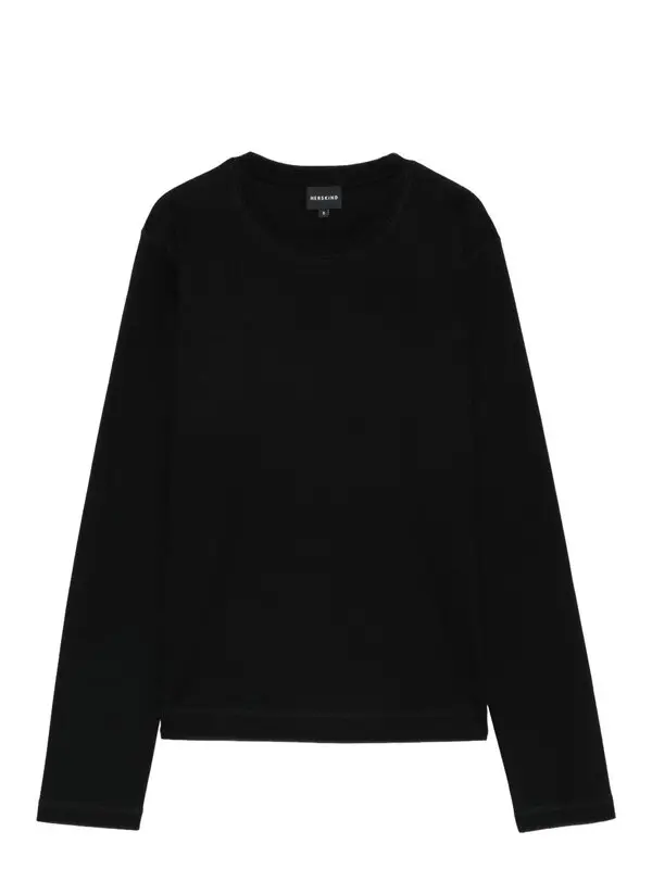 HERSKIND Cotton Crewneck Long Sleeve Sweater - Black