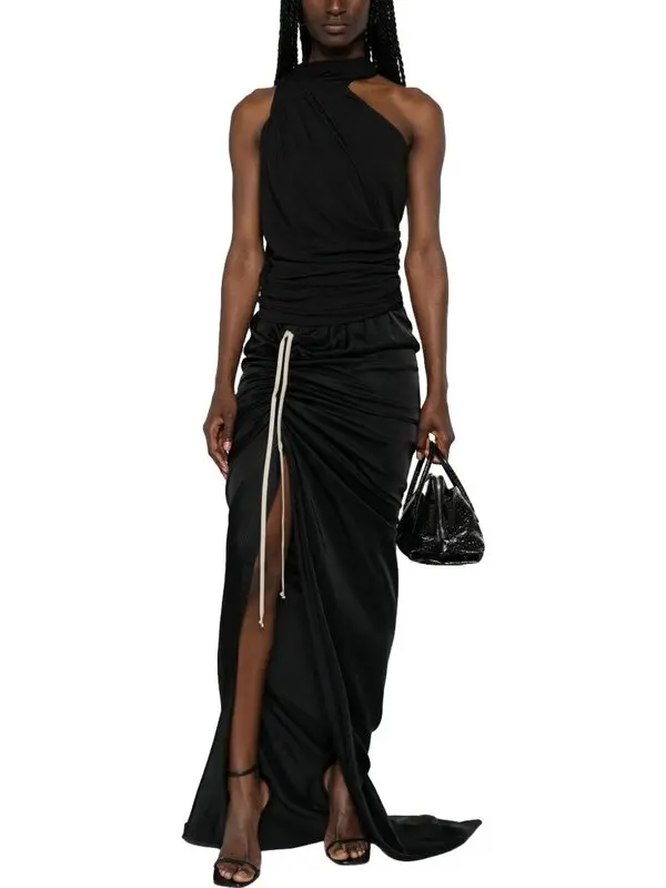 Rick Owens Asymmetric Draped Maxi Skirt - Black