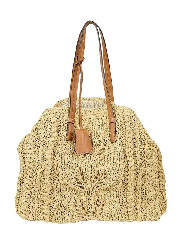Ermanno Scervino Raffia Woven Tote Bag With Top Handles - Beige