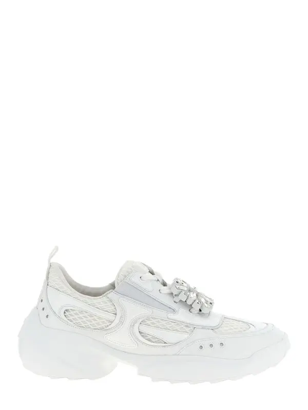ROGER VIVIER Viv On The Run Sneakers With Embellishments And Paneled Design - White