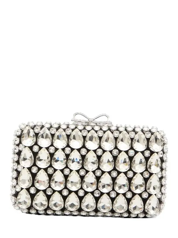 SELF-PORTRAIT Crystal Embellished Clutch With Chain Strap - Black