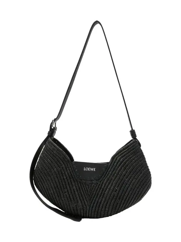 Loewe Swing Medium Raffia Shoulder Bag - Black