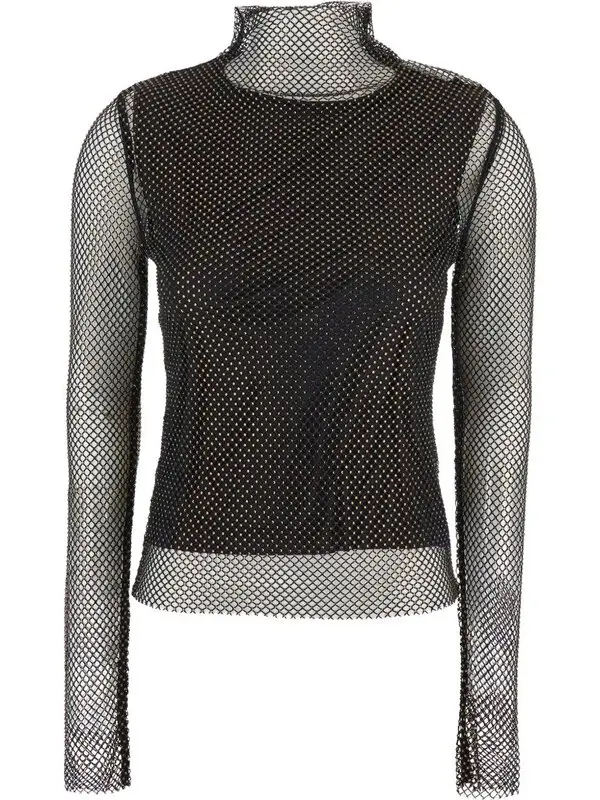 Sportmax High-neck Fishnet Top - Black