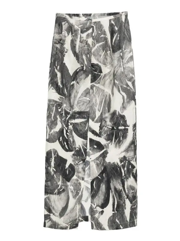 ALYSI Silk Printed Maxi Skirt - Black