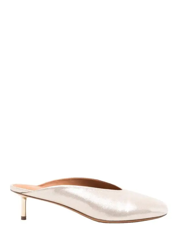 FORTE_FORTE Metallic Leather Mules - Silver