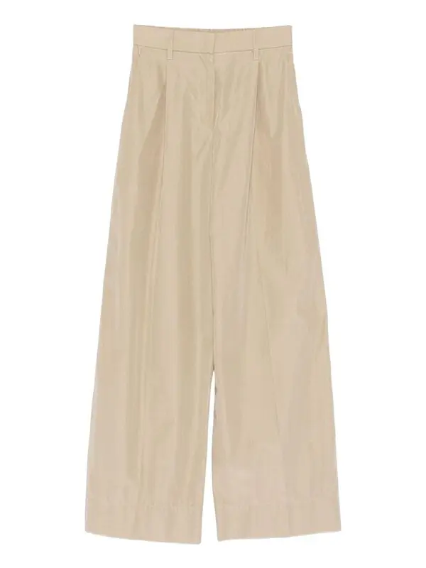 FORTE_FORTE Cotton Blend Pleated Trousers - Beige