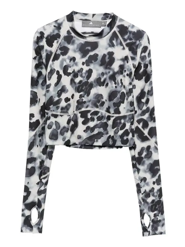 Adidas By Stella McCartney Open-back T-shirt With Animal Print - Black