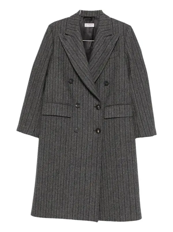 Alberto Biani Double-breasted Striped Wool Coat - Grey