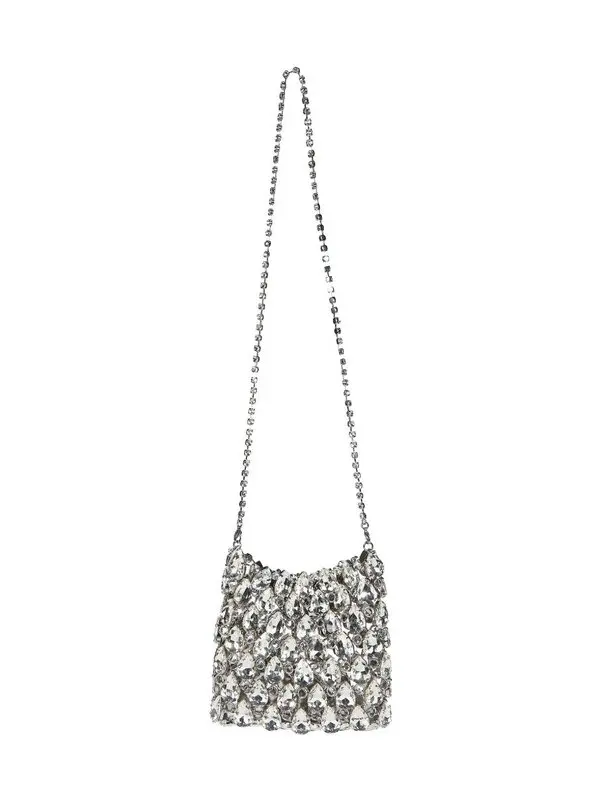 SELF-PORTRAIT Crystal Embellished Clutch With Chain Strap - Silver