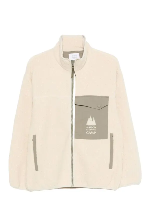 Maison Kitsuné Pile Fleece Zip-up Jacket - Beige