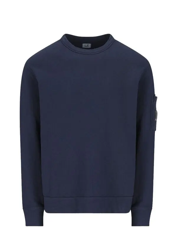 C.P. COMPANY Cotton Sweatshirt With Lens Detail - Blue