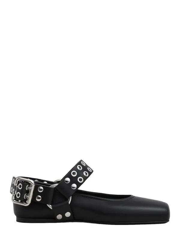Alaïa Leather Ballet Flats With Studs - Black