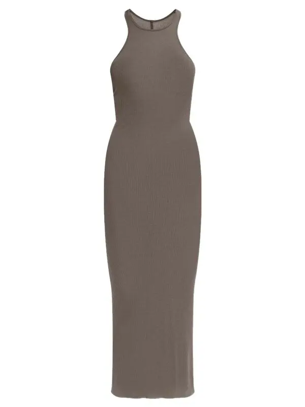Rick Owens Ribbed Racerback Midi Dress - Grey