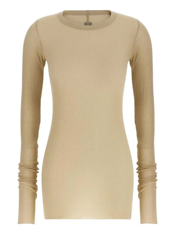 Rick Owens Long Sleeve Ribbed T-shirt - Beige