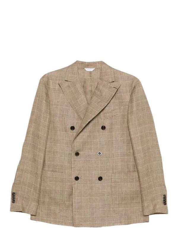 Boglioli Linen Double-breasted Jacket - Brown