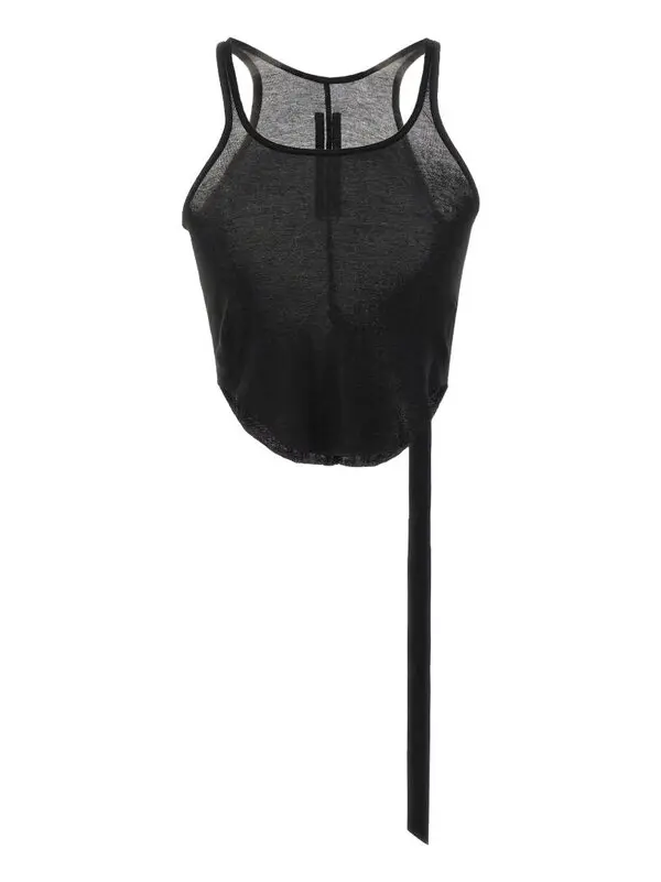 Rick Owens Cropped Sleeveless Top With Square Neck And Strap Detailing - Grey