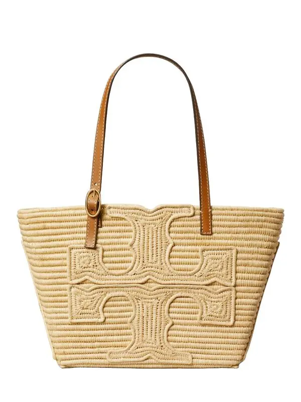 Tory Burch Ella Small Structured Raffia Tote Bag - Beige