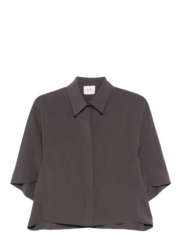 ALYSI Short-sleeve Shirt With Concealed Fastening - Grey