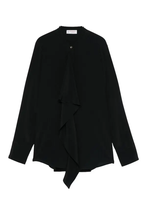 Alberto Biani Silk Shirt With Ruffled Detail - Black