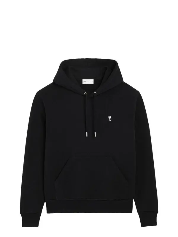 AMI Paris De Coeur Cotton Hoodie - Black