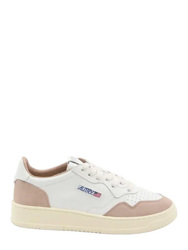 AUTRY Medialist Low Leather Sneakers With Logo Detail - Pink
