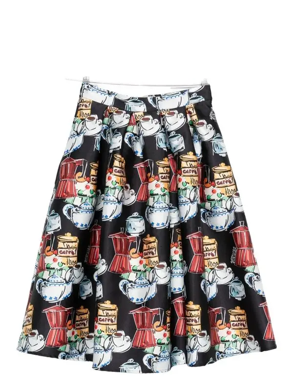 ALESSANDRO ENRIQUEZ Graphic Print Pleated Midi Skirt - Multi