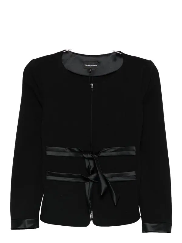 Emporio Armani Collarless Bow Detail Jacket - Black