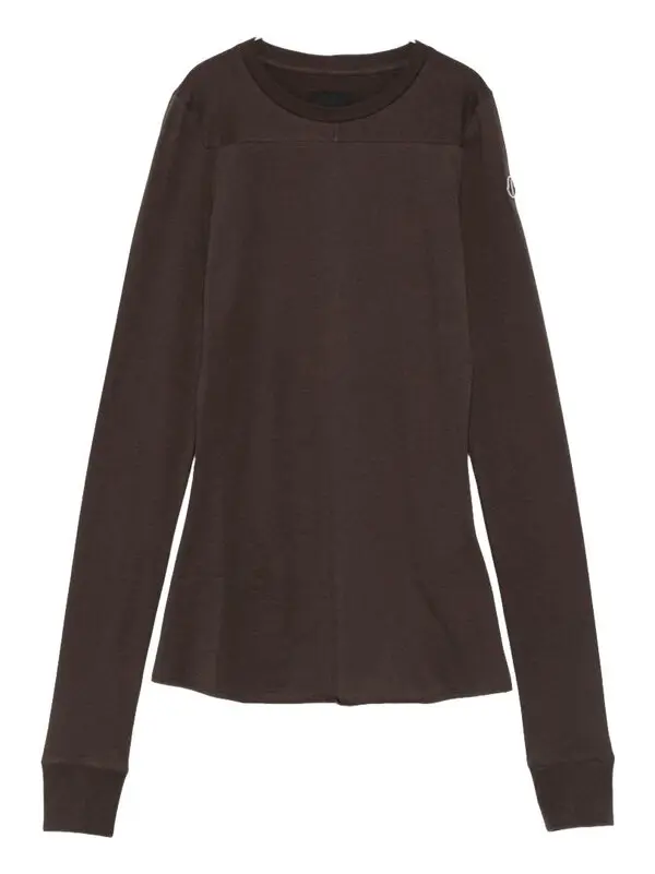 MONCLER + RICK OWENS Cotton Crewneck Sweater With Logo Patch - Grey