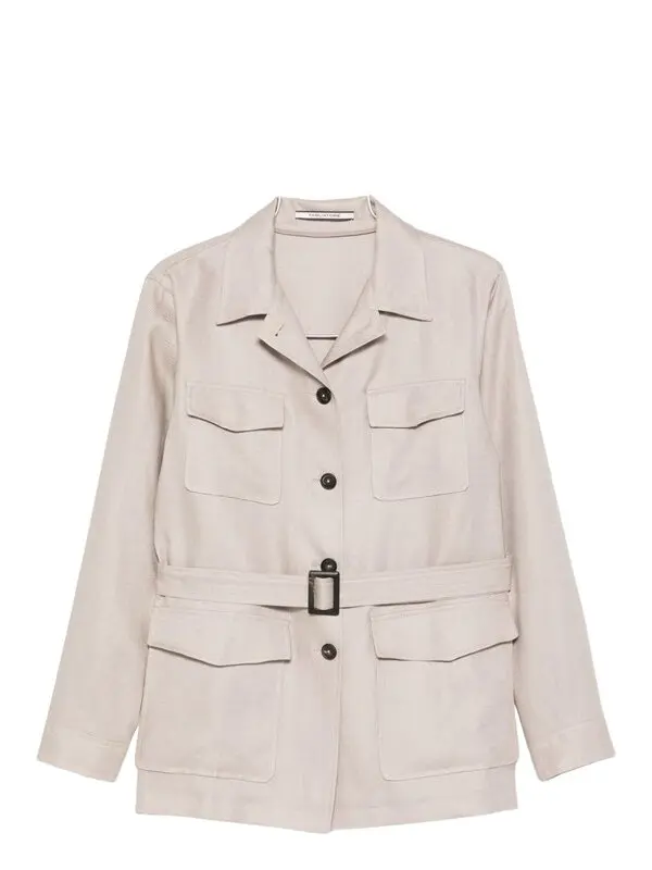 Tagliatore Belted Linen Jacket - Beige