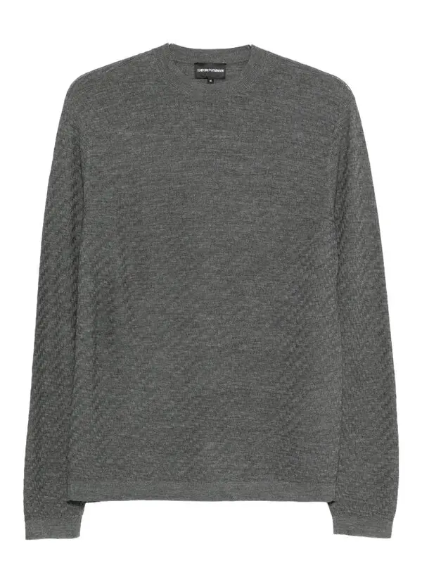 Emporio Armani Wool Textured Crewneck Sweater - Grey