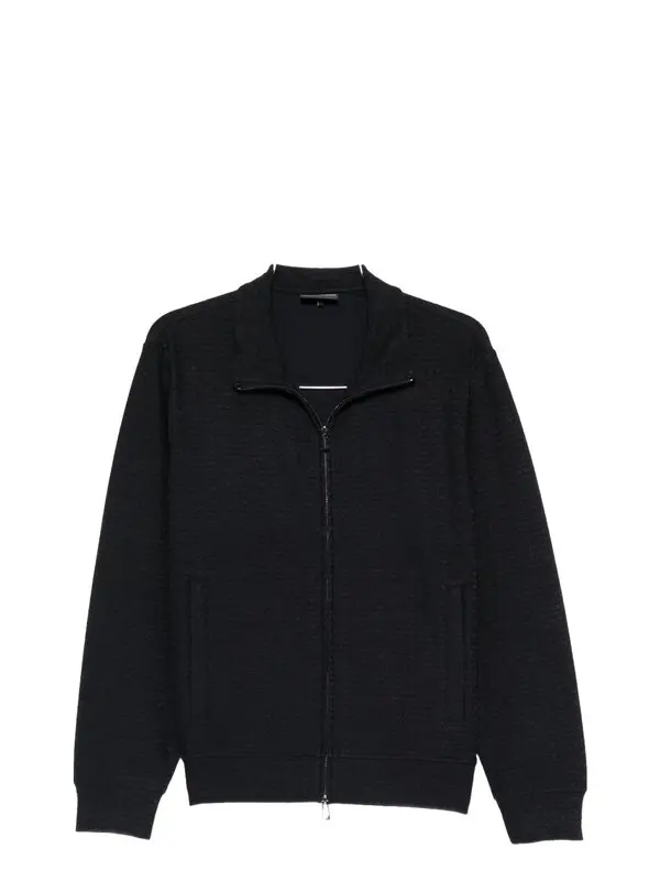 Emporio Armani Textured Zip-up Sweatshirt - Blue