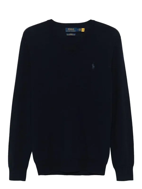Polo Ralph Lauren Wool Sweater With Embroidered Logo - Blue
