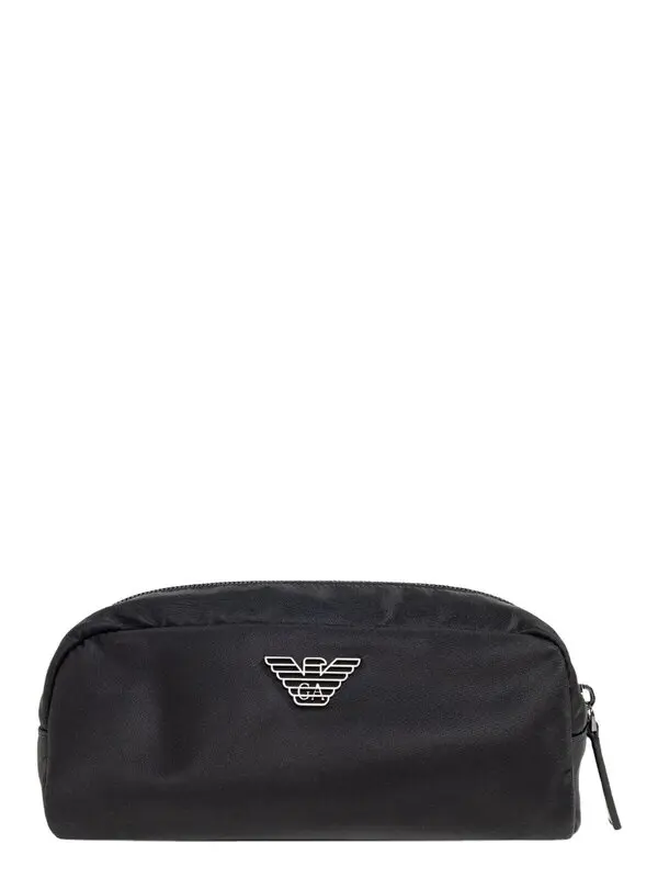 Emporio Armani Nylon Beauty-case With Logo Detail - Black