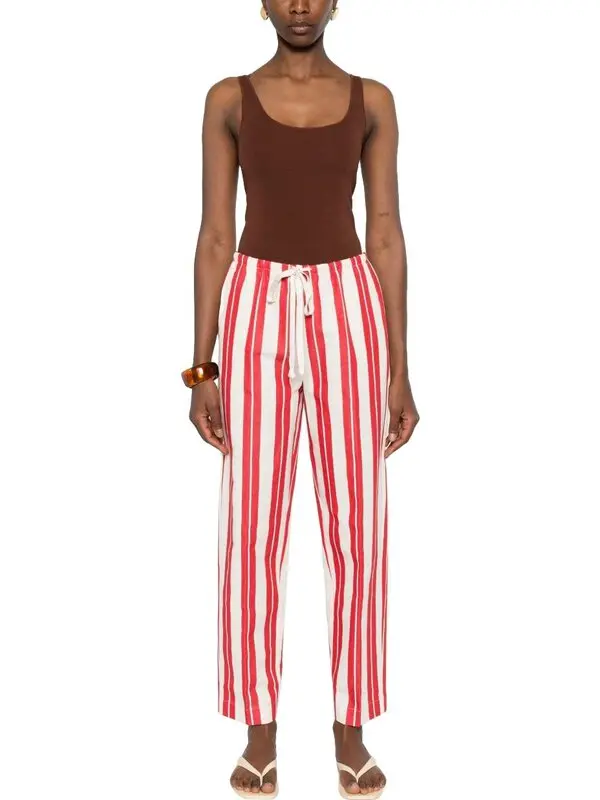 FORTE_FORTE Striped Drawstring Trousers - Red