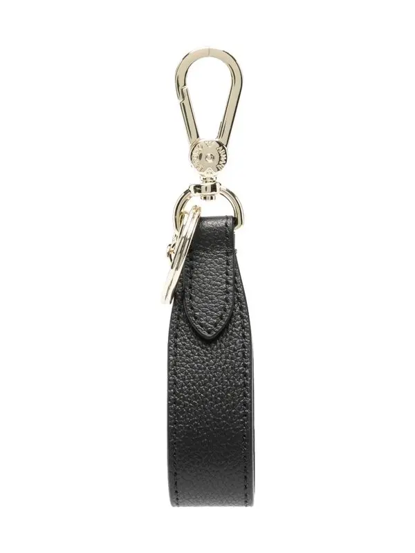 Emporio Armani Leather Keyring With Clasp - Black