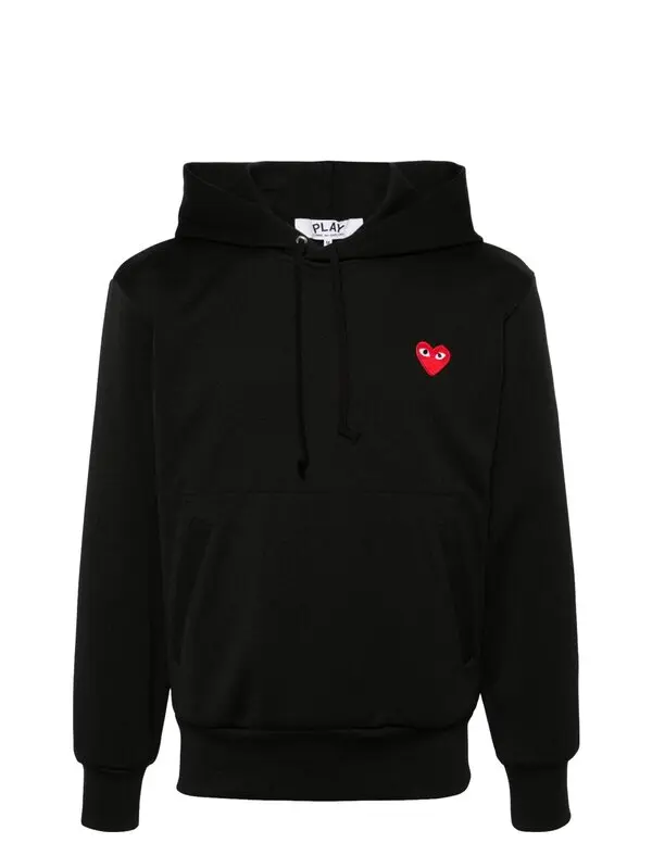 Play Comme Des Garcon Cotton Hoodie With Heart Patch - Black