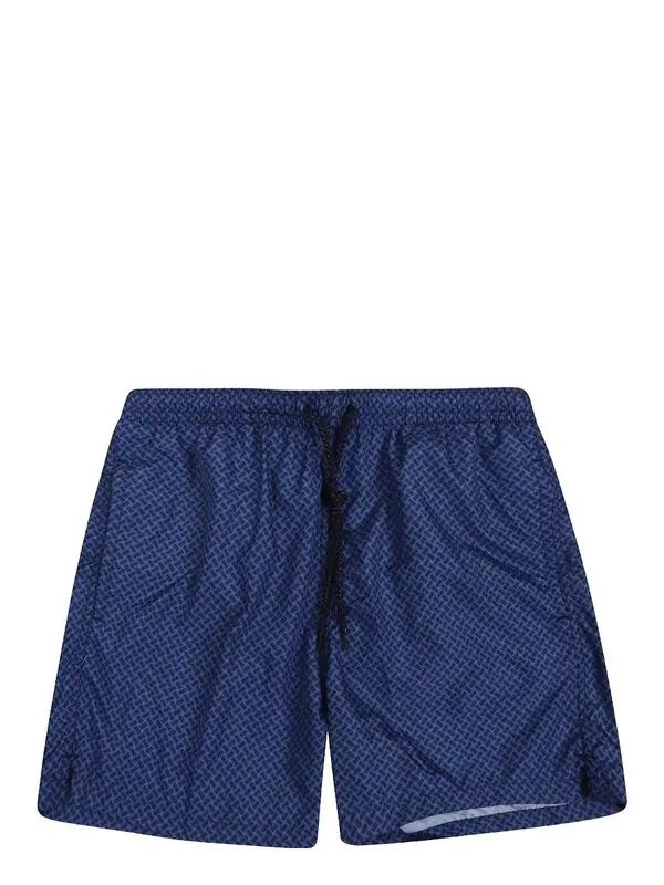 DRUMOHR Geometric Print Drawstring Swim Trunks - Blue