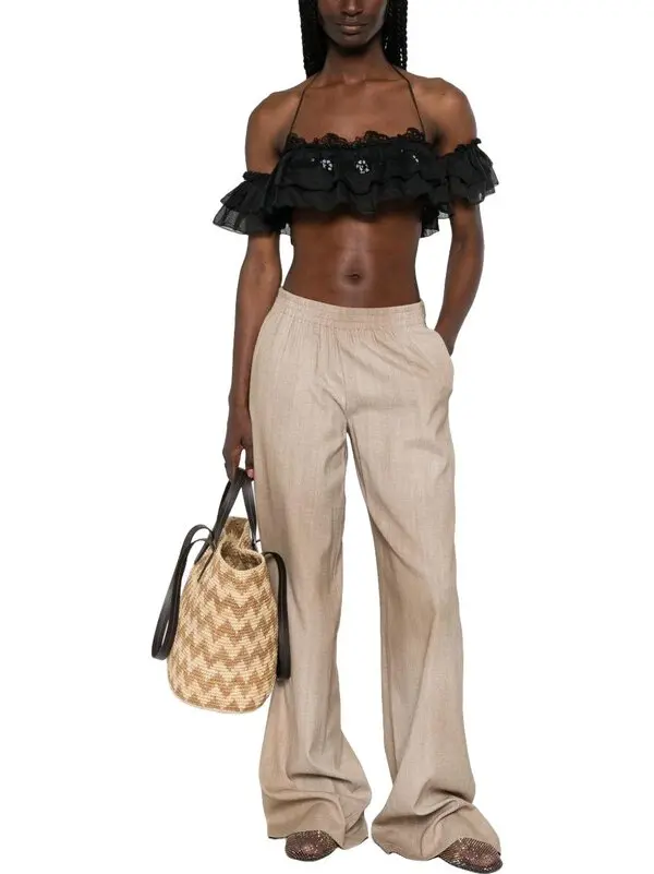 Ermanno Scervino Embroidered Off-shoulder Top - Black