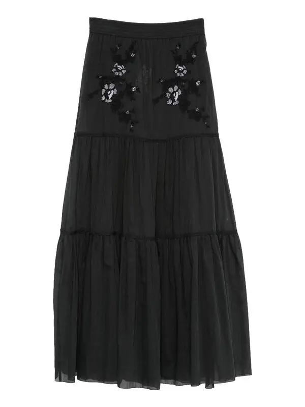 Ermanno Scervino Cotton Maxi Skirt With Elasticated Waistband - Black