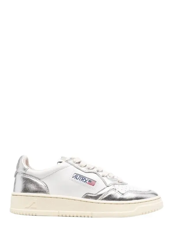 AUTRY Medialist Low Leather Sneakers With -tone Accents - Silver
